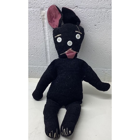Handmade | Toys | Vintage Primitive 6 Black Plush Stuffed Bunny Rabbit ...